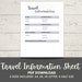Travel Information Sheet Printable | Printable Travel Info Tracker ...