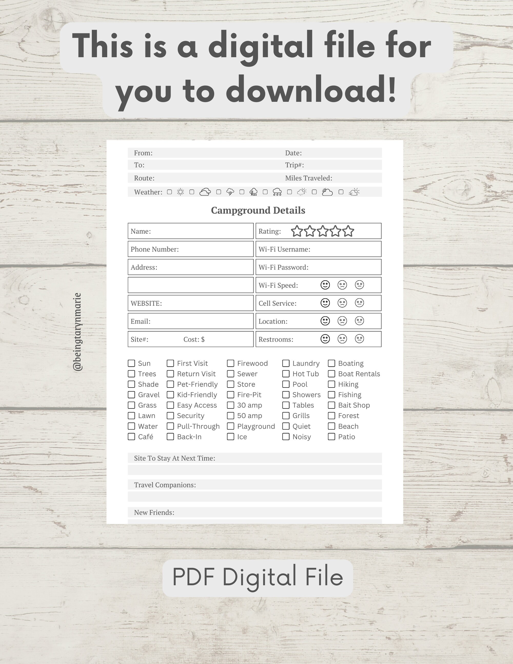 Printable Camping Journal & Logbook Track Your Camping Adventures - Etsy