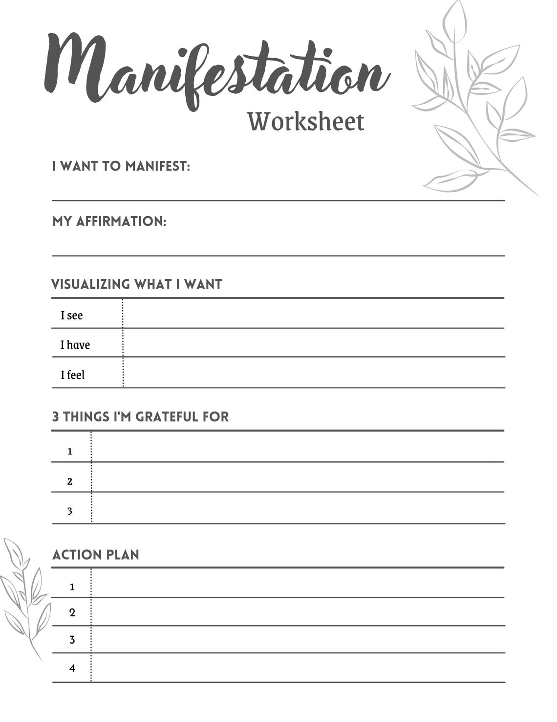 Printable Manifestation Worksheet | Manifest Your Life | Manifestation ...