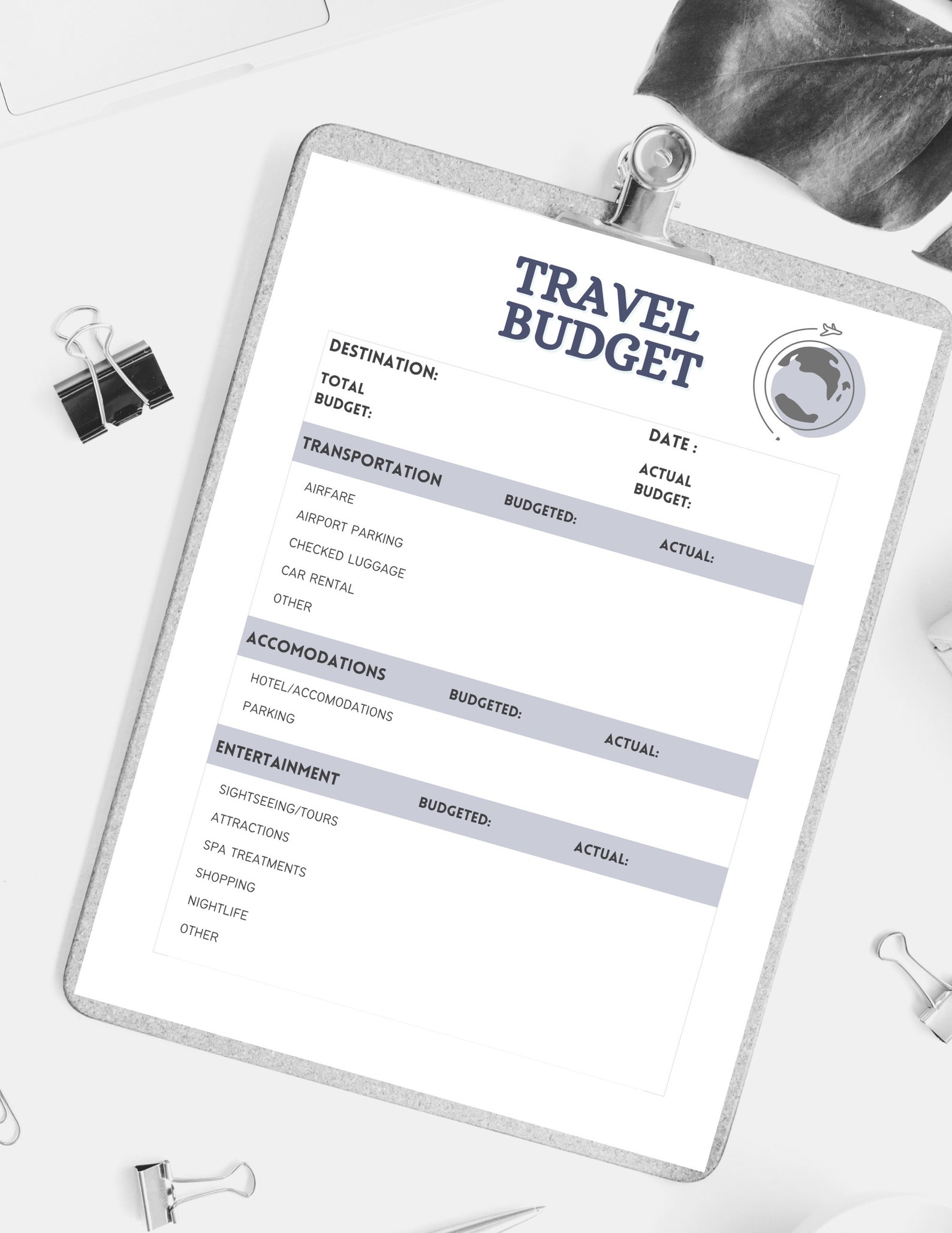Vacation Budget Planner | Printable Travel Budget Worksheet | Travel ...