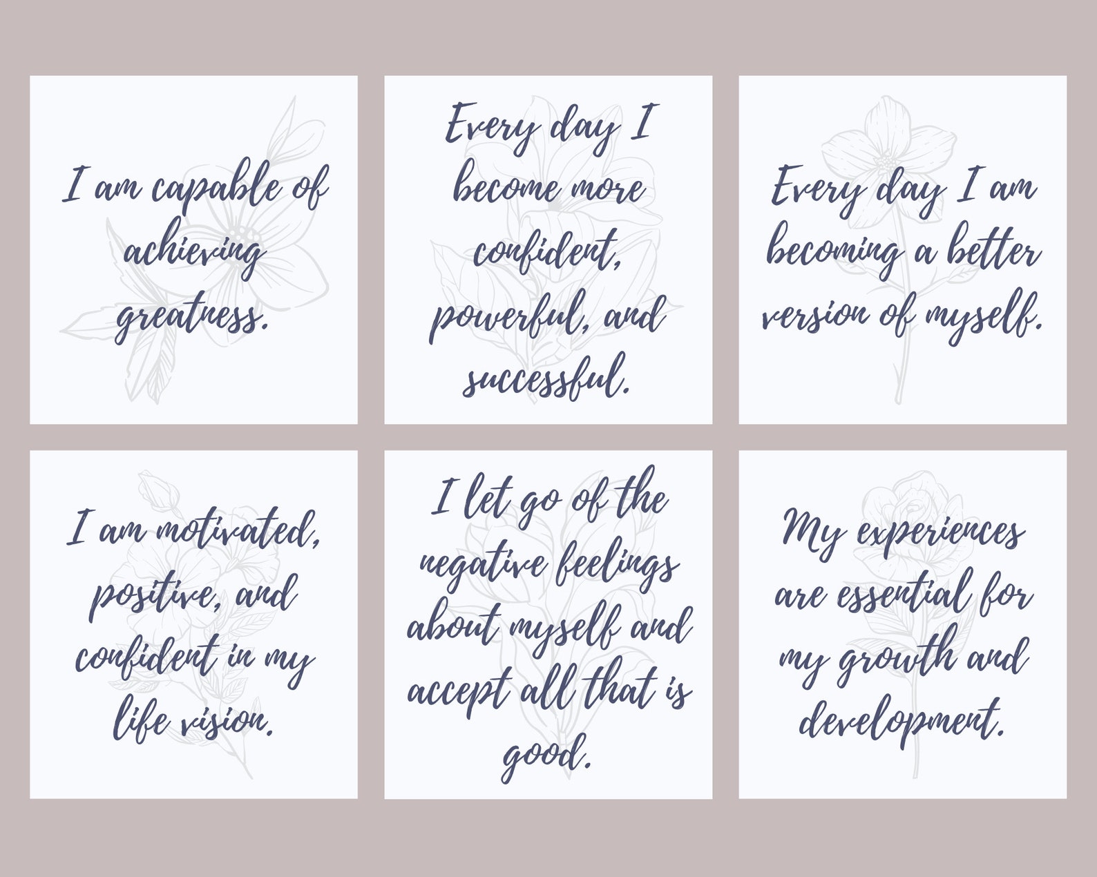 48 Affirmation Cards Printable Motivation Cards Positive Affirmation ...