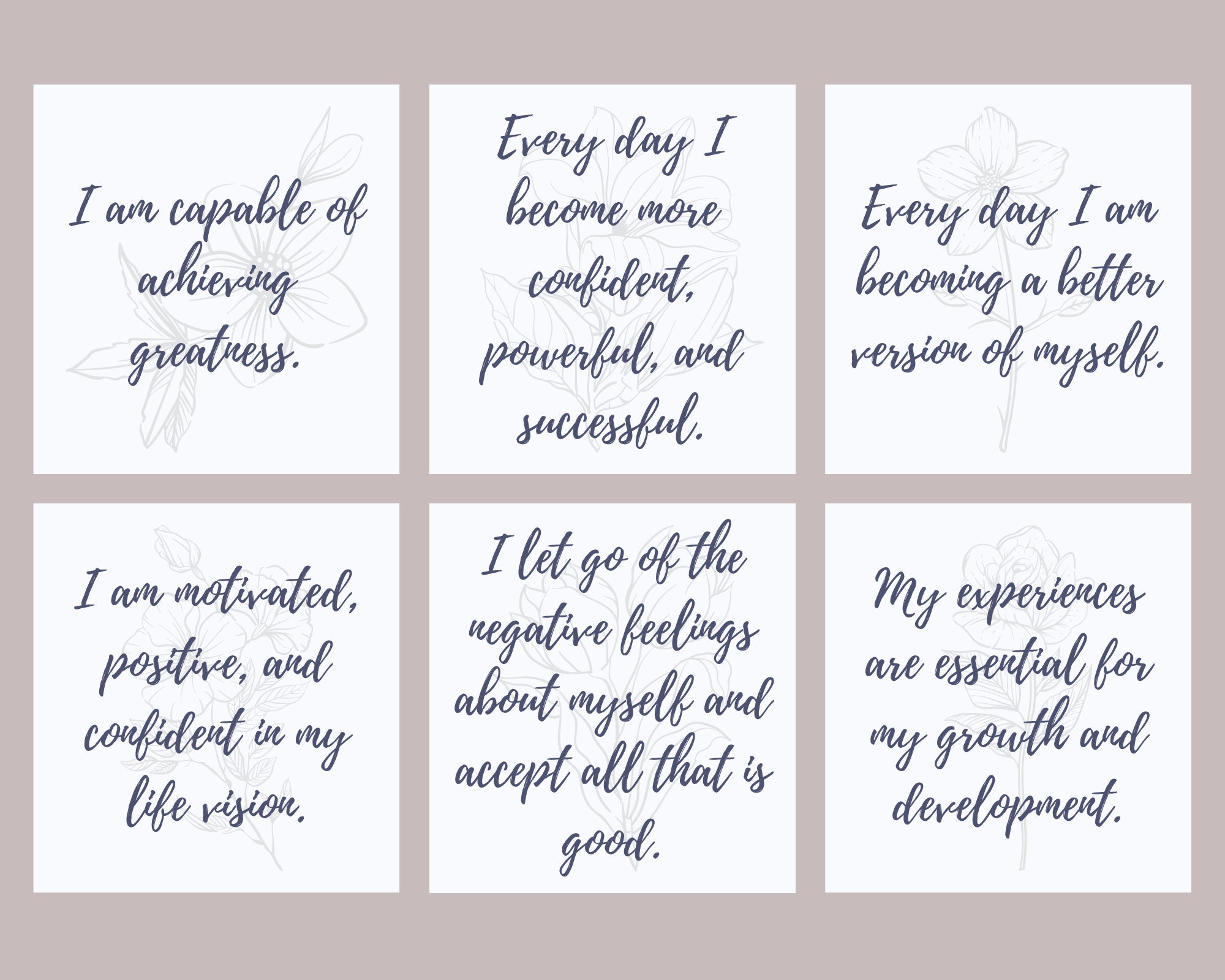 48 Affirmation Cards Printable Motivation Cards Positive Affirmation ...