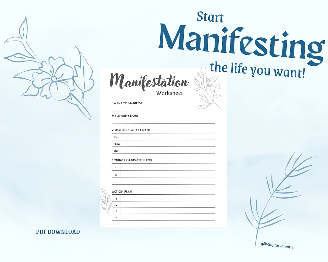 Printable Manifestation Worksheet | Manifest Your Life | Manifestation ...