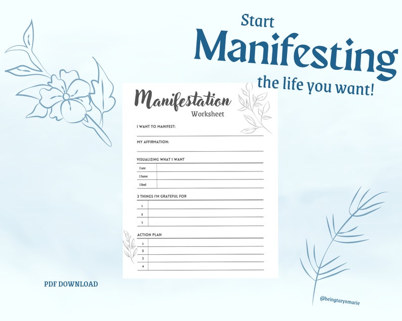 Printable Manifestation Worksheet | Manifest Your Life | Manifestation ...