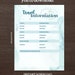 Travel Information Sheets | Printable Travel Info Trackers | Travel ...