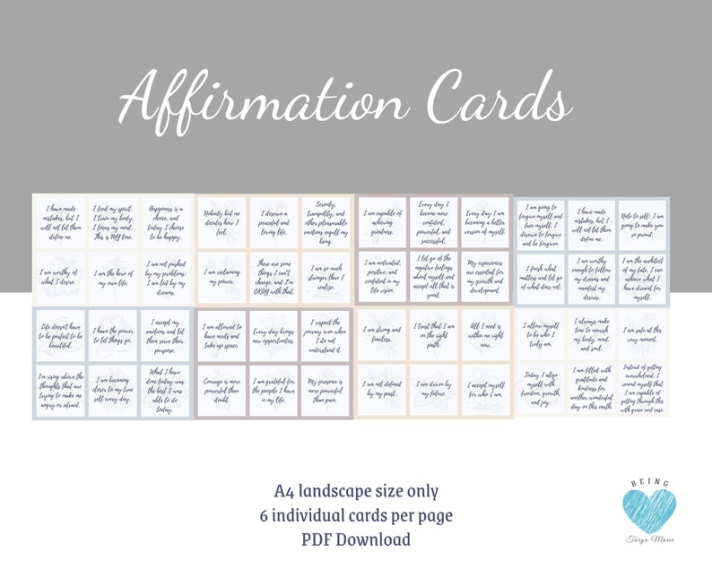 48 Affirmation Cards Printable Motivation Cards Positive - Etsy