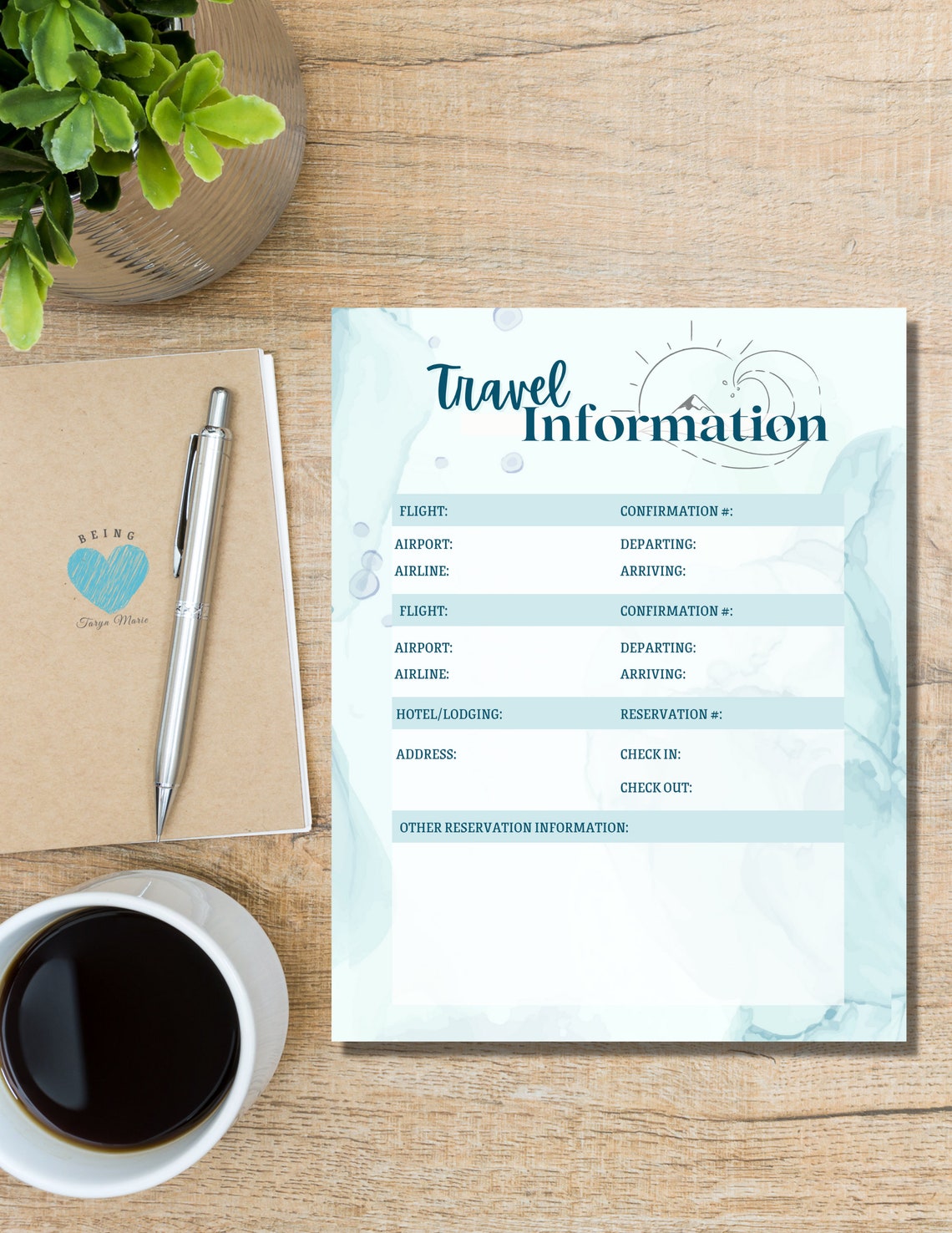 Travel Information Sheet Printable Travel Info Tracker - Etsy