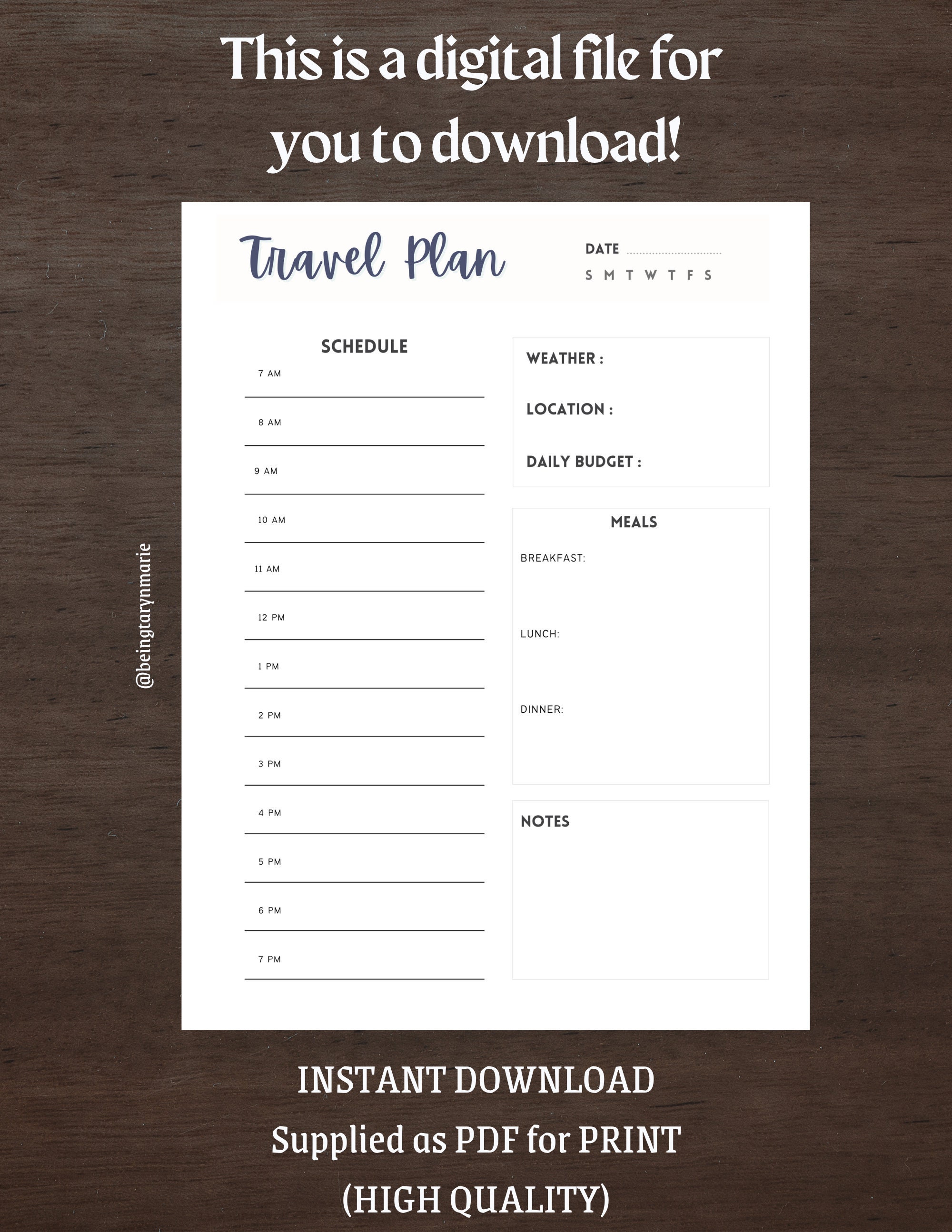 Printable Vacation Itinerary | Printable Travel Planner | Travel ...