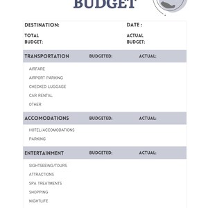 Vacation Budget Planner | Printable Travel Budget Worksheet | Travel ...