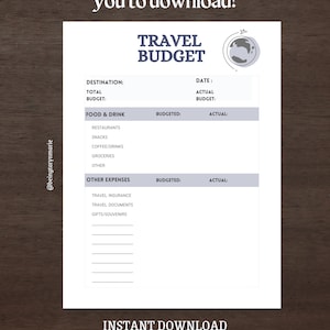 Vacation Budget Planner | Printable Travel Budget Worksheet | Travel ...
