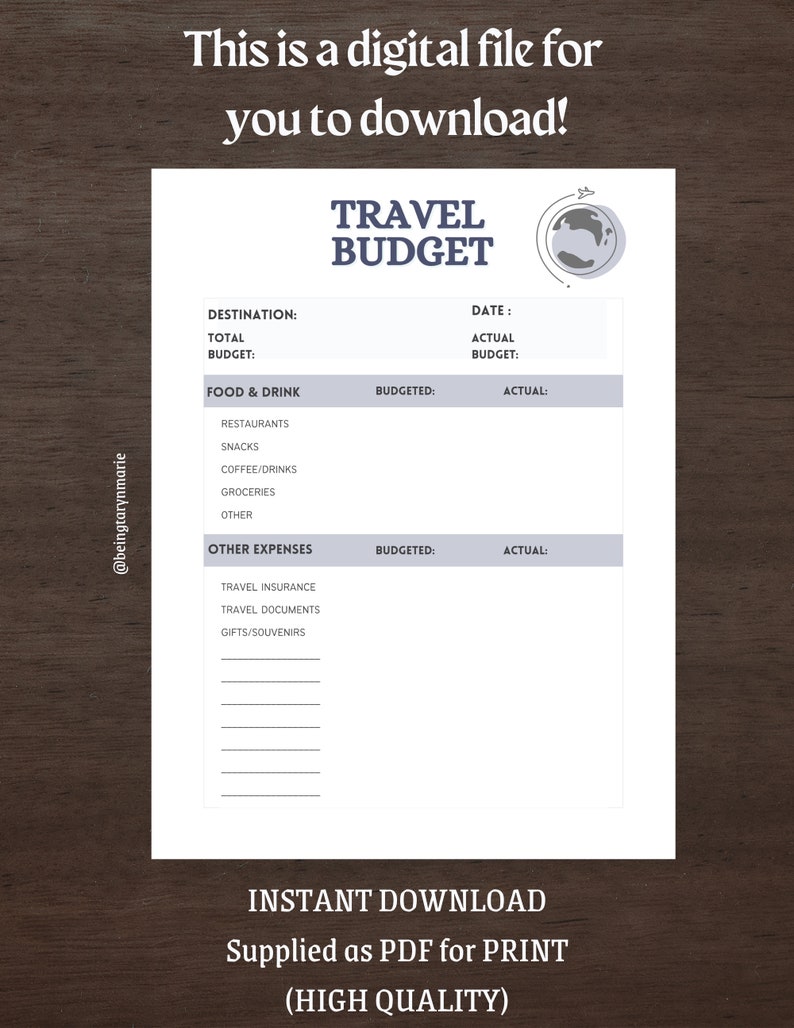 Vacation Budget Planner | Printable Travel Budget Worksheet | Travel ...