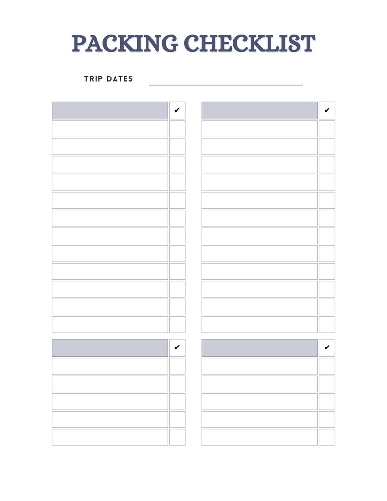 Travel Packing Checklists | Packing Checklist | Vacation Packing List ...