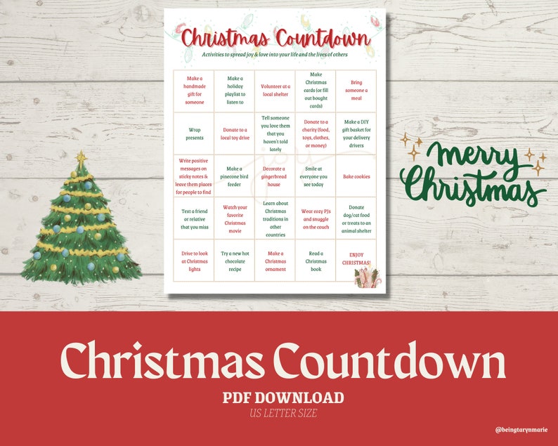 Christmas Countdown Calendar | Christmas Advent Calendar | Printable ...
