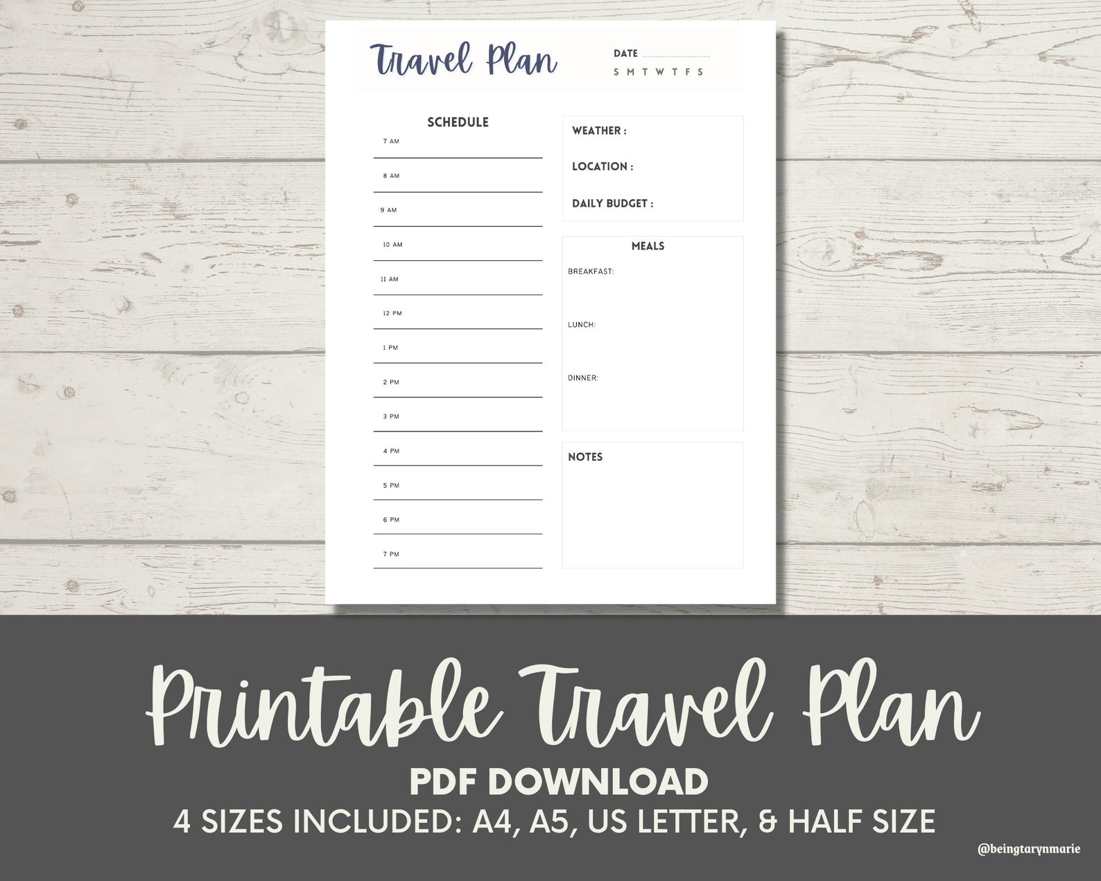 Printable Vacation Itinerary | Printable Travel Planner | Travel ...