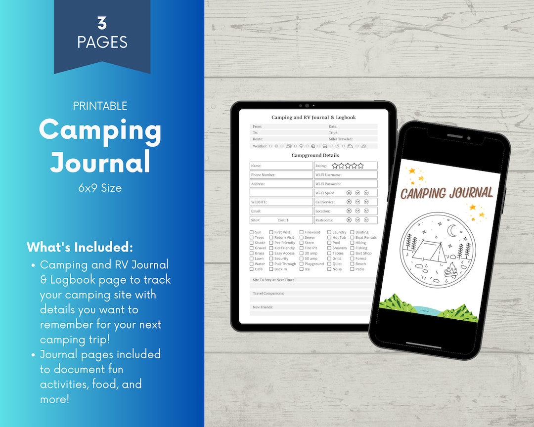Printable Camping Journal & Logbook Track Your Camping - Etsy