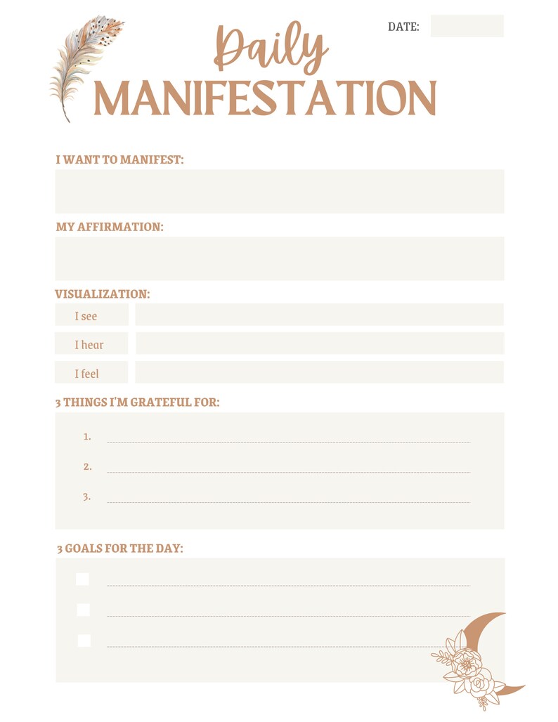 Daily Manifestation Journal | Printable Manifesting Journal ...