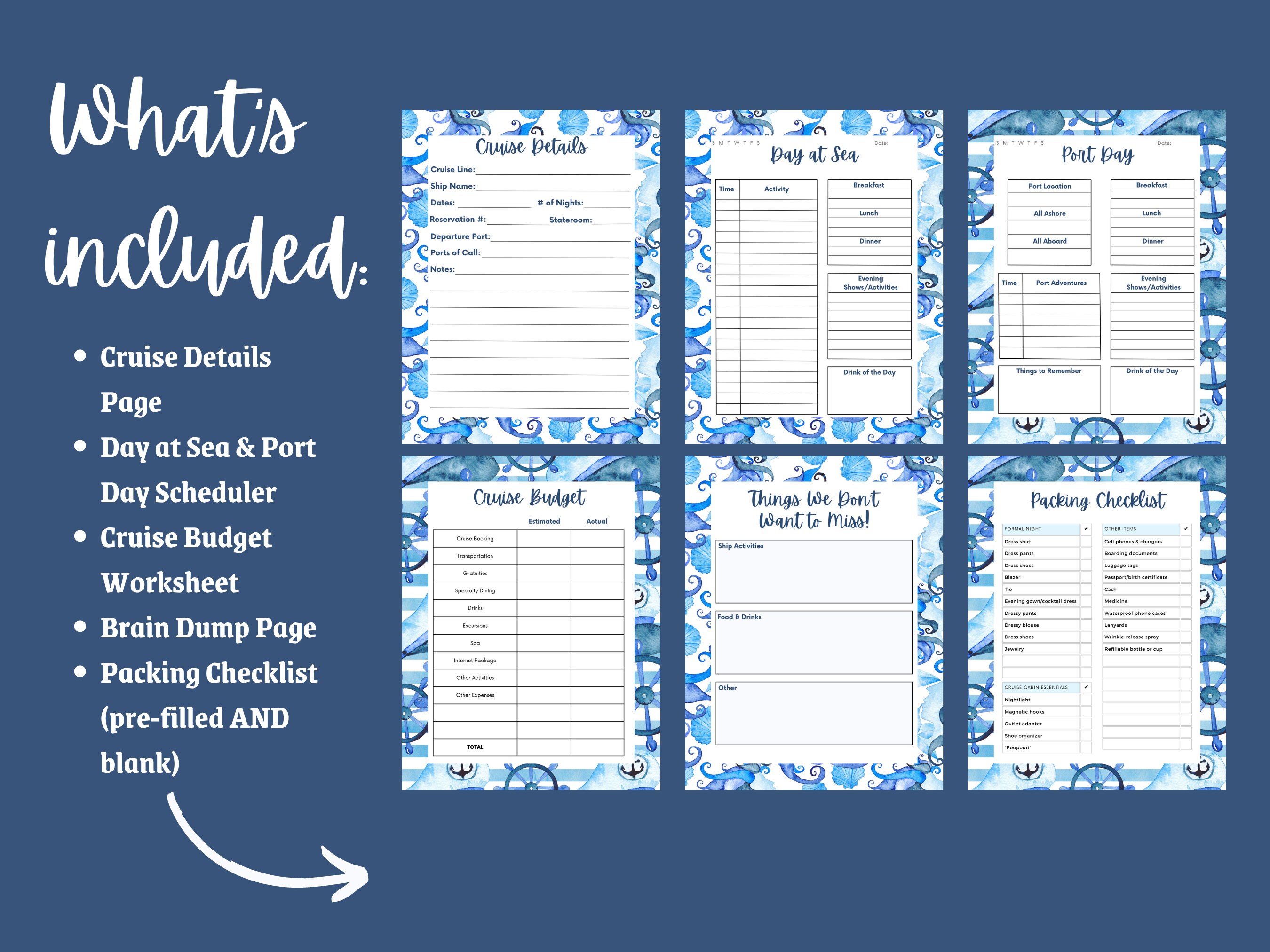 Cruise Planner Printable | PDF Cruise Planner | Travel Planner ...
