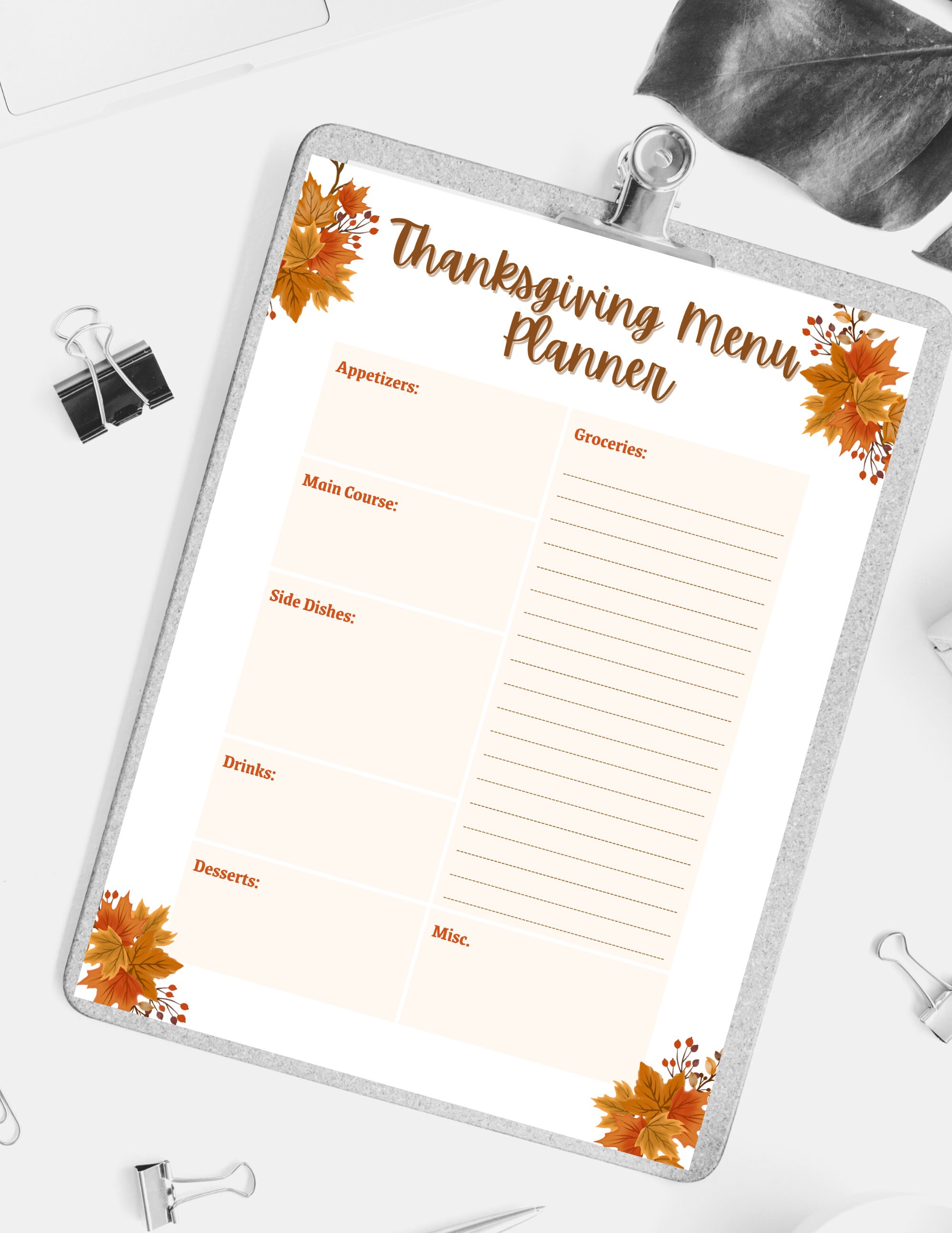 Thanksgiving Menu Planner | Thanksgiving Meal Planner | Thanksgiving ...