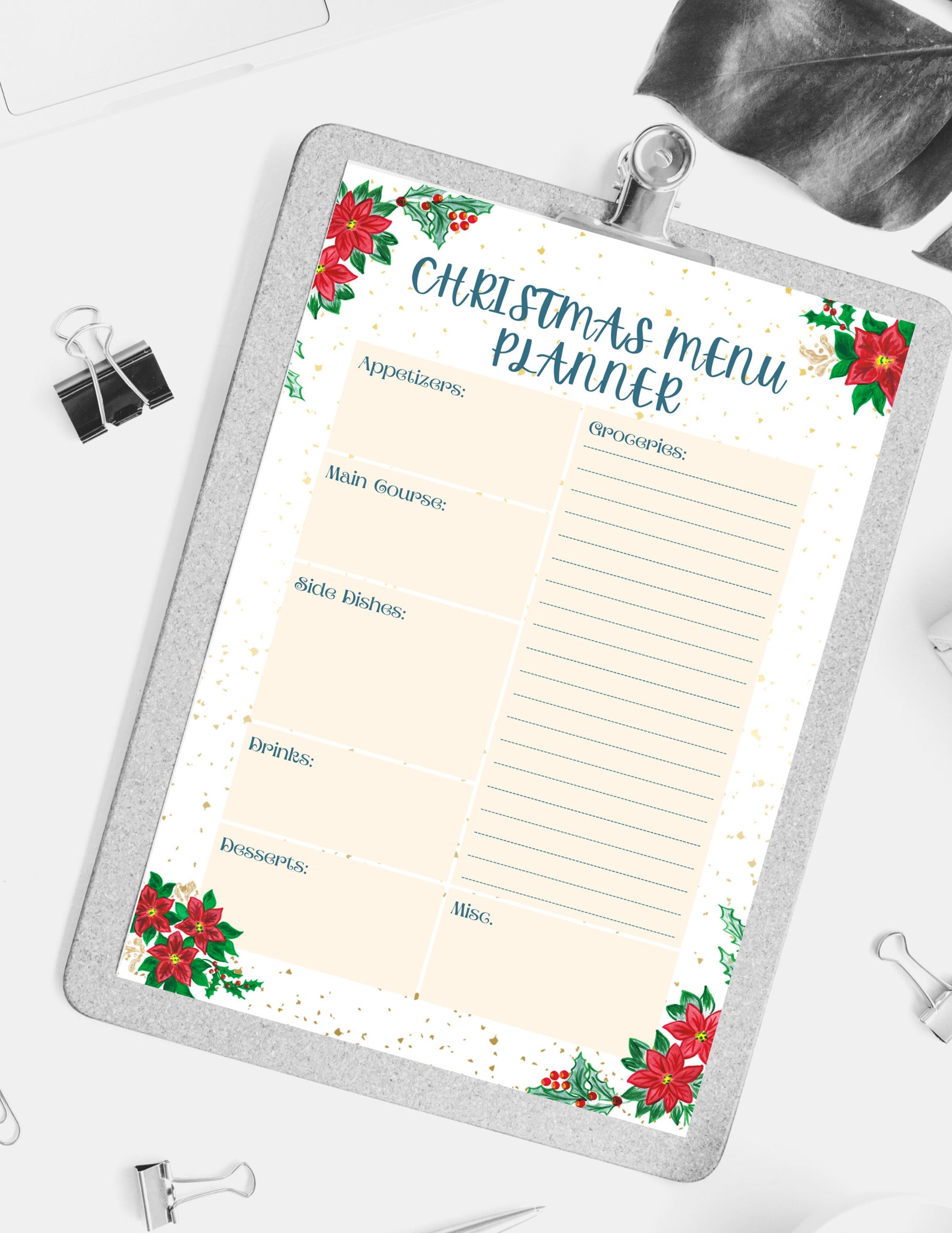 Christmas Menu Planner Christmas Meal Planner Christmas Dinner Planner ...