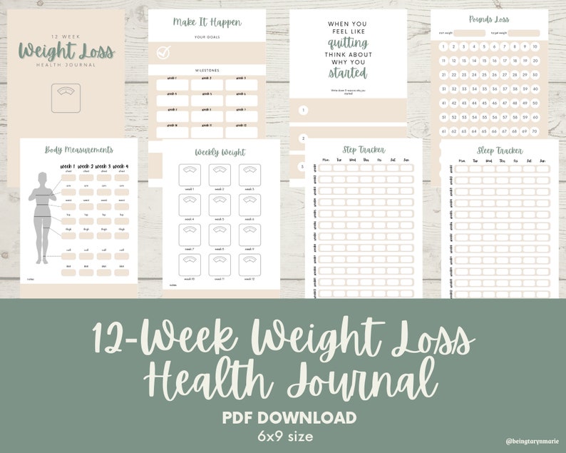 Weight Loss Tracker Weight Loss Journal Fitness Planner - Etsy