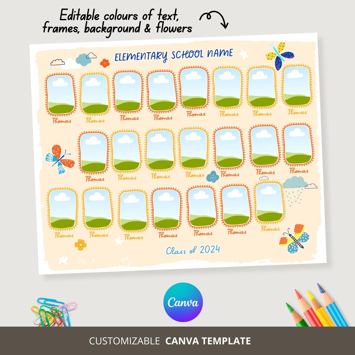 School Class Composite Template for CANVA, Photo Collage Class ...