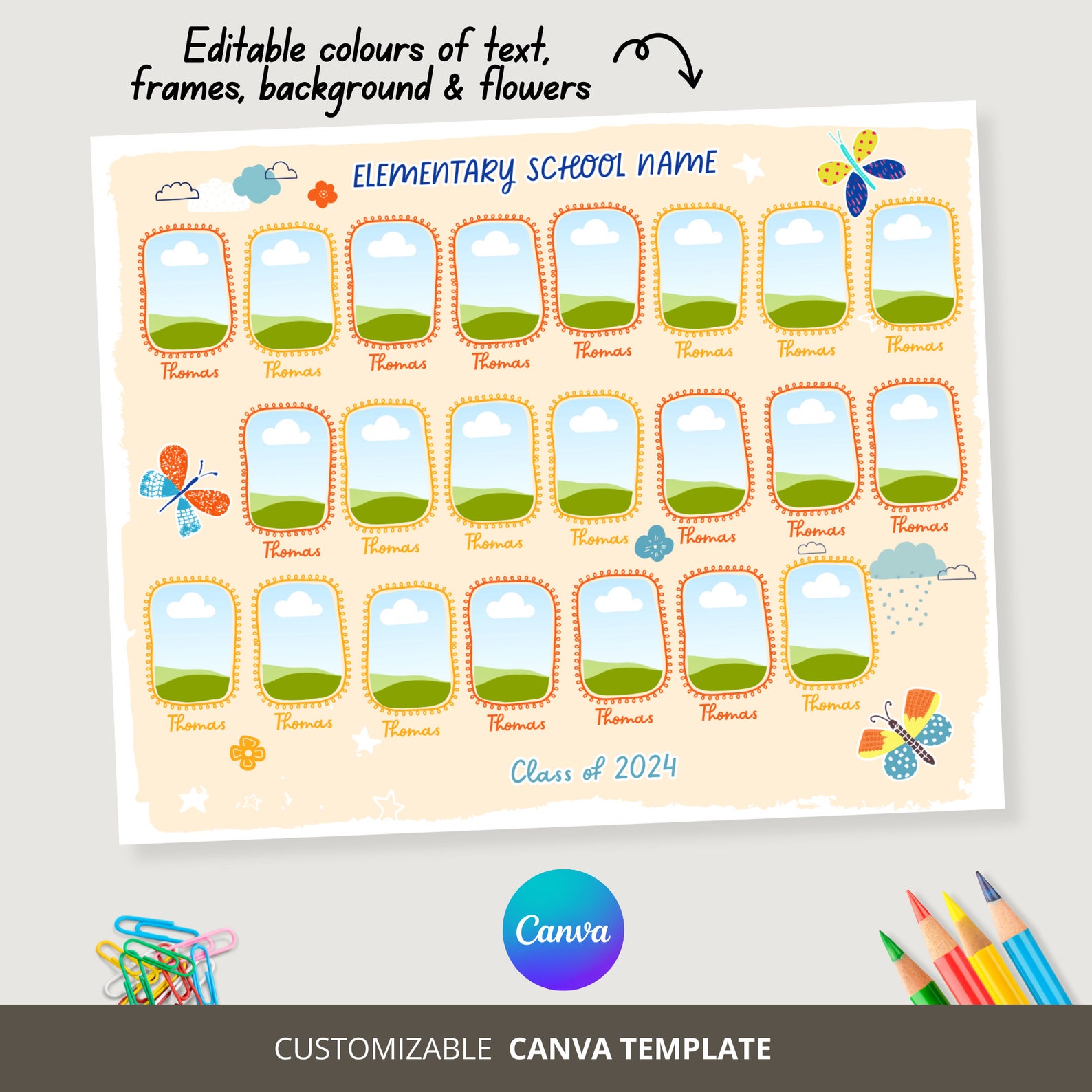 School Class Composite Template for CANVA, Photo Collage Class ...