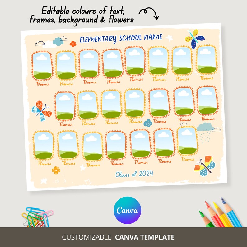 School Class Composite Template for CANVA, Photo Collage Class ...