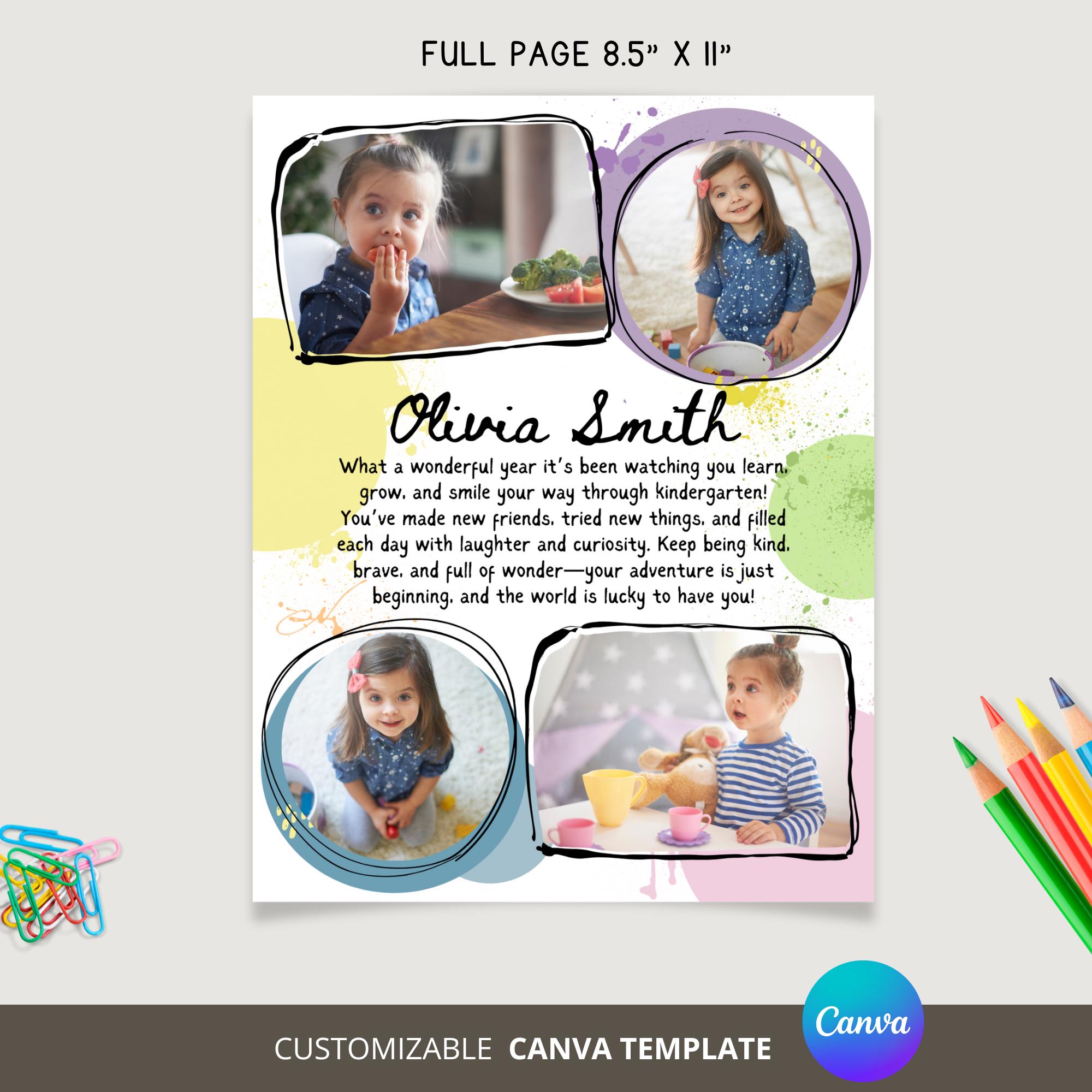 Preschool Yearbook Ad Template Kindergarten Full Page Yearbook ...