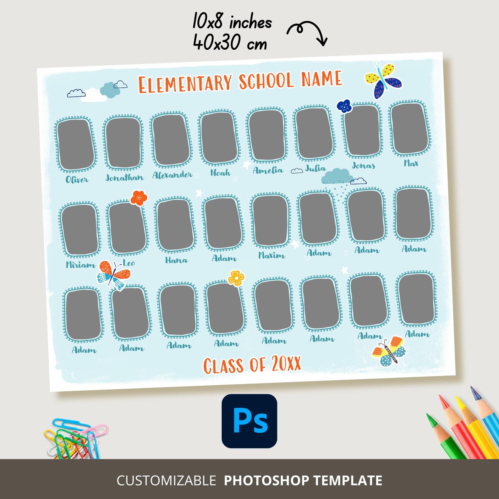 Pre-school Class Composite Template Photoshop Photo Collage Class ...