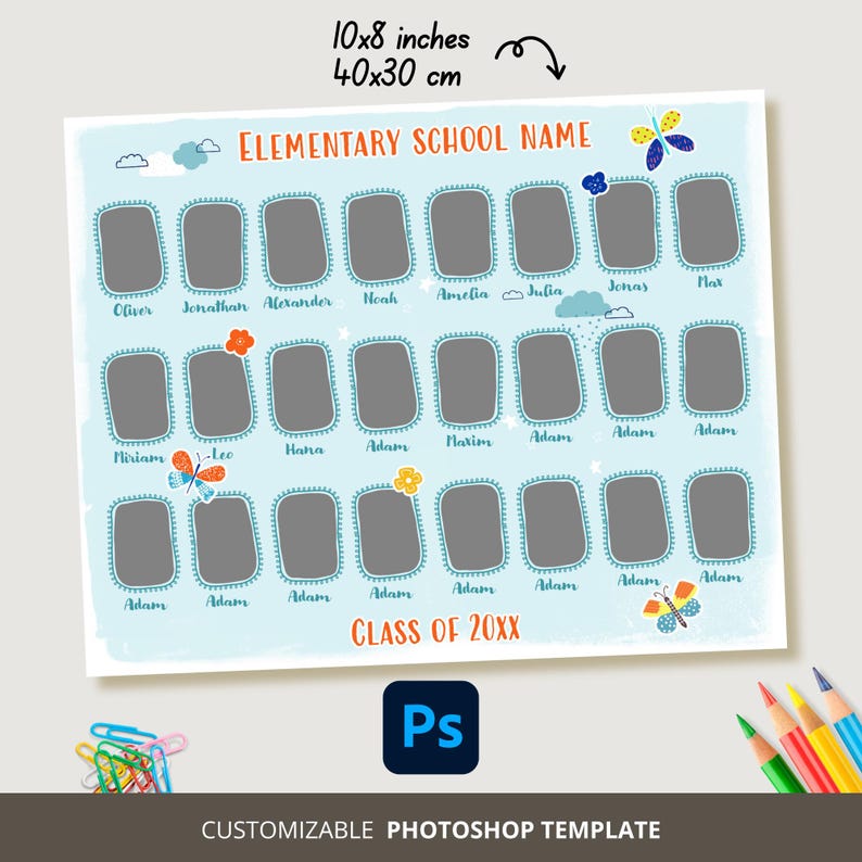 School Class Photo Collage Template: Elementary, Kindergarten ...