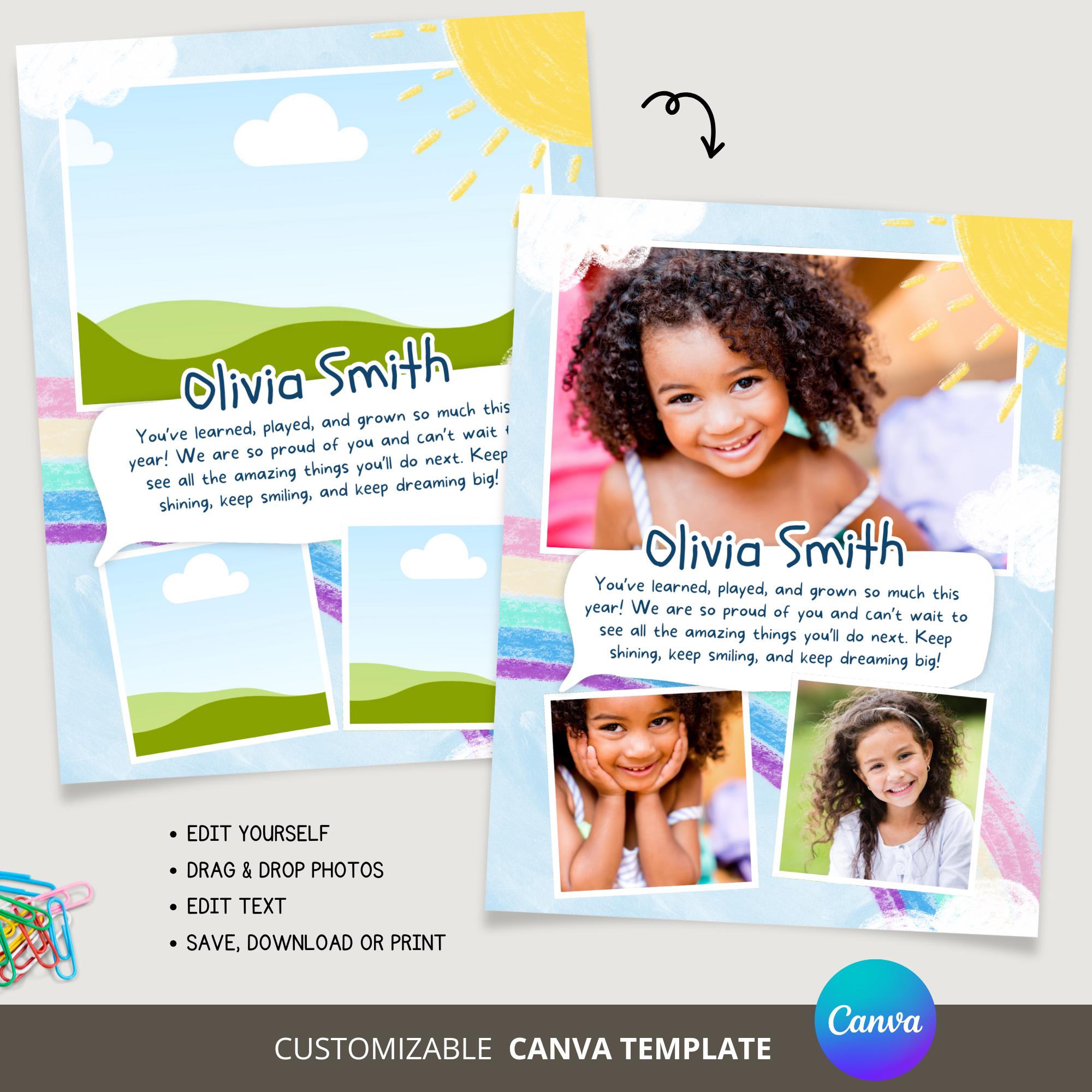 Elementary School Yearbook Ad Template: Canva Tribute (digital Download ...