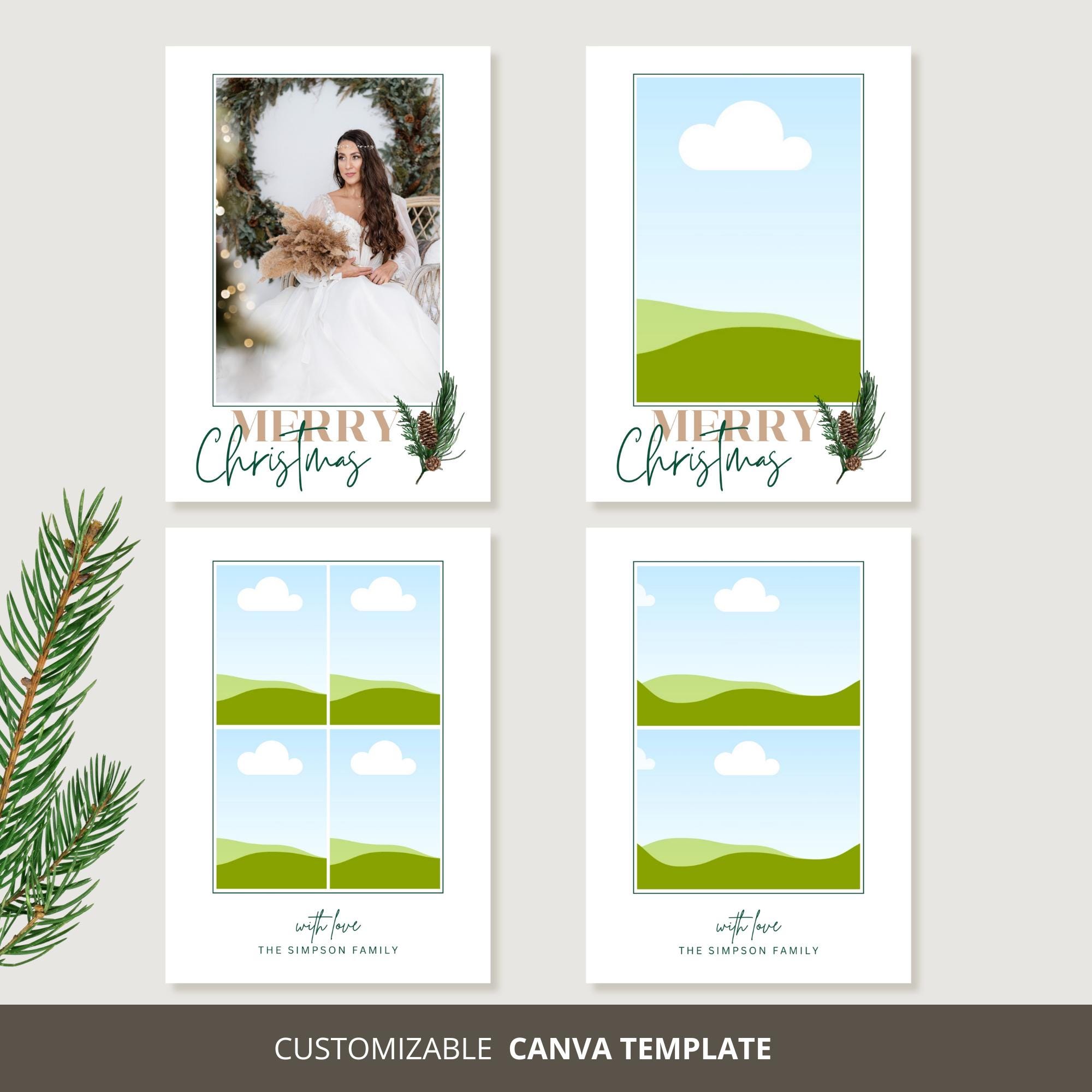 Christmas Card Canva Template, Holiday Card Canva Template, Christmas ...