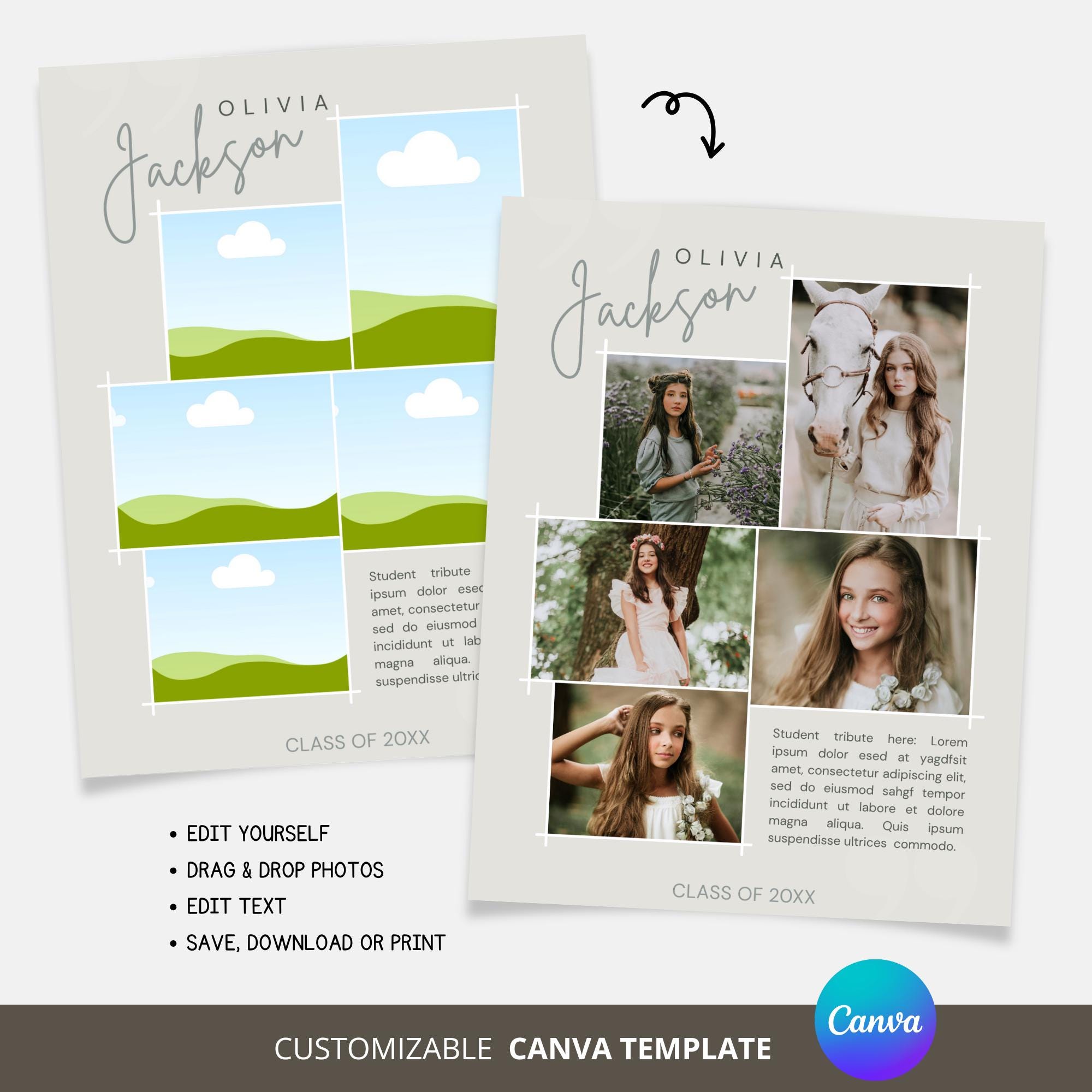 Editable Graduation Yearbook Ad Template, Canva Tribute (digital ...