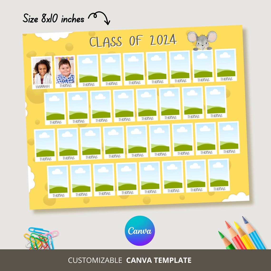 Pre-school Class Composite Template for CANVA, Photo Collage Class ...