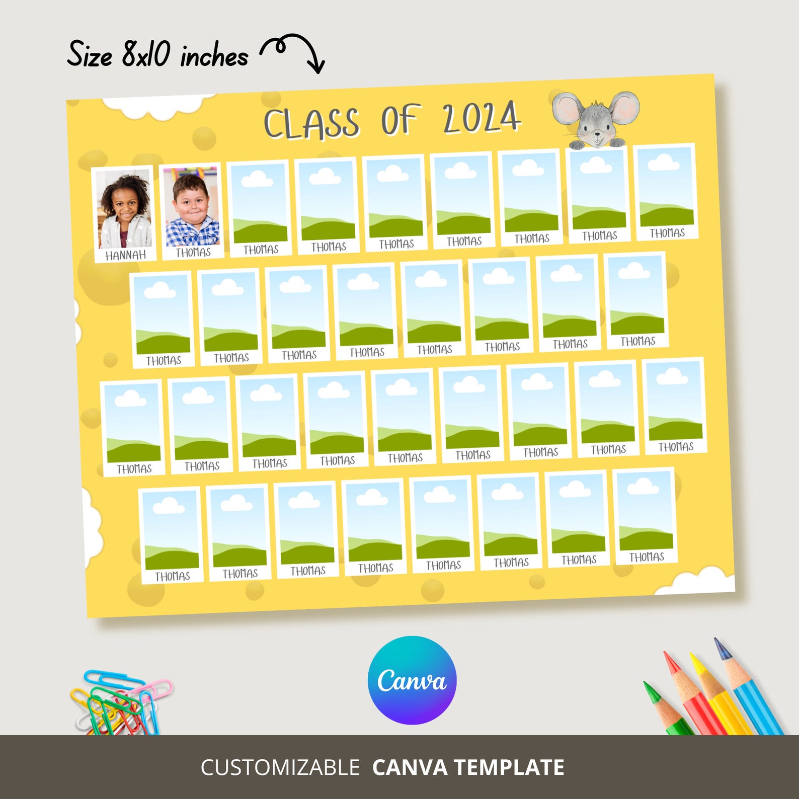 Pre-school Class Composite Template for CANVA, Photo Collage Class ...