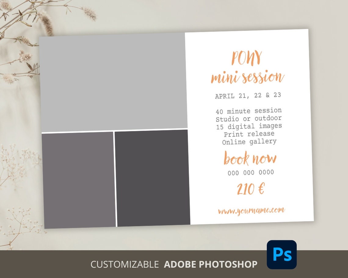 Mini Session Template, PHOTOSHOP Template, Photo Session Instagram ...