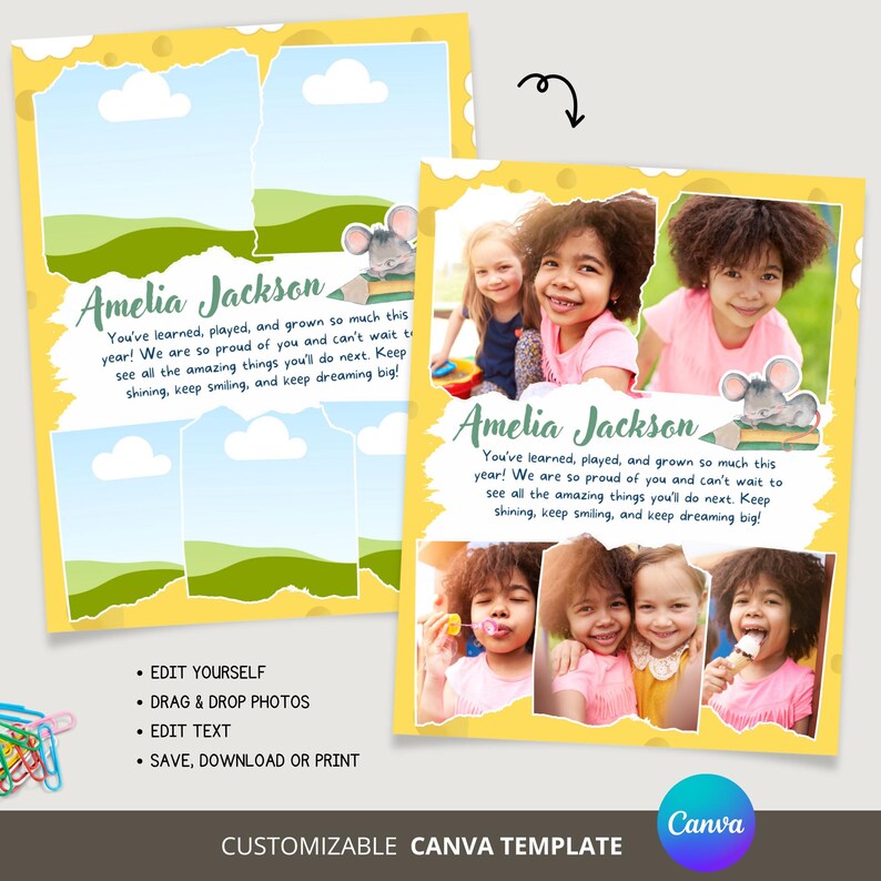 Editable Elementary School Yearbook Ad Template: Canva Tribute (digital ...