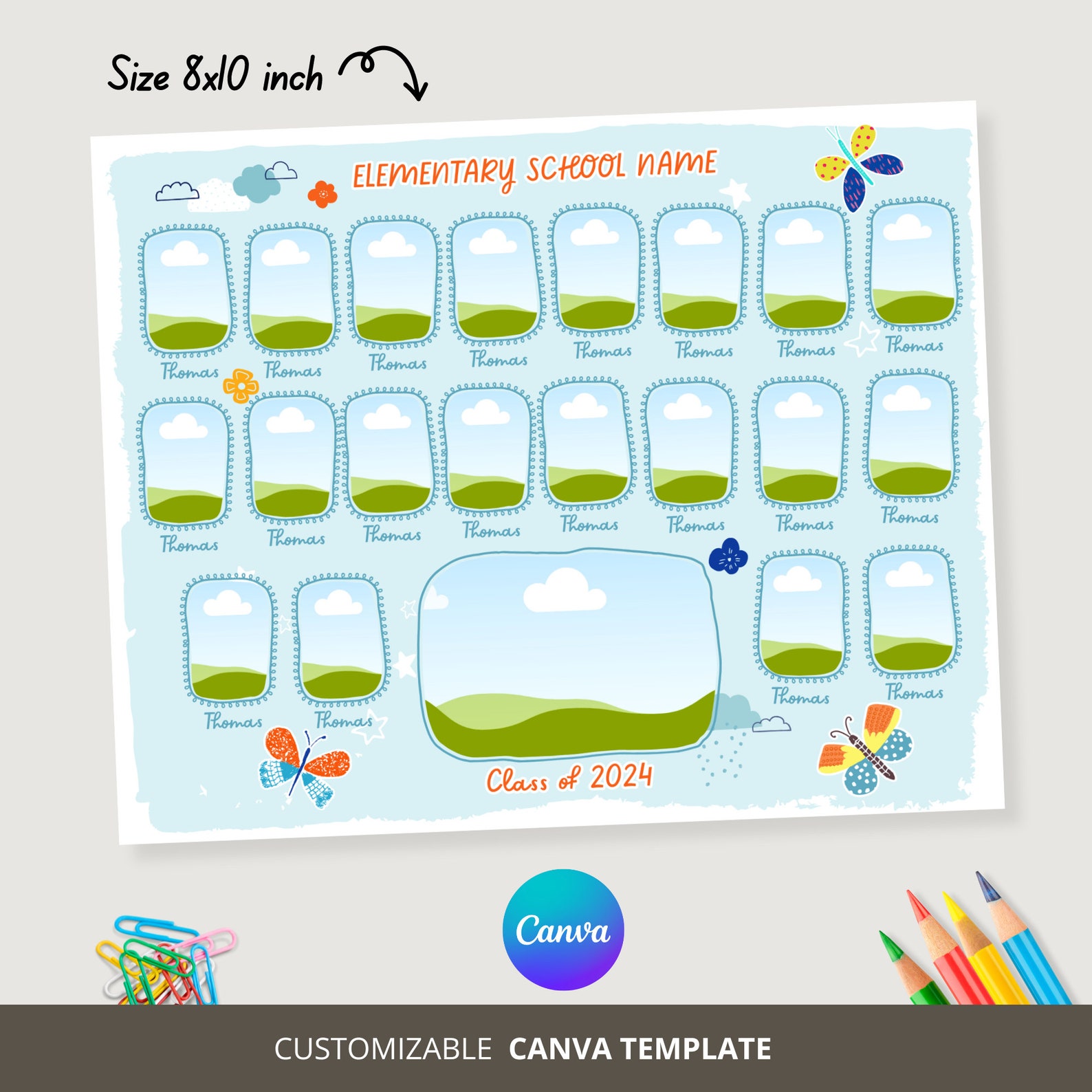 School Class Composite Template for CANVA, Photo Collage Class ...