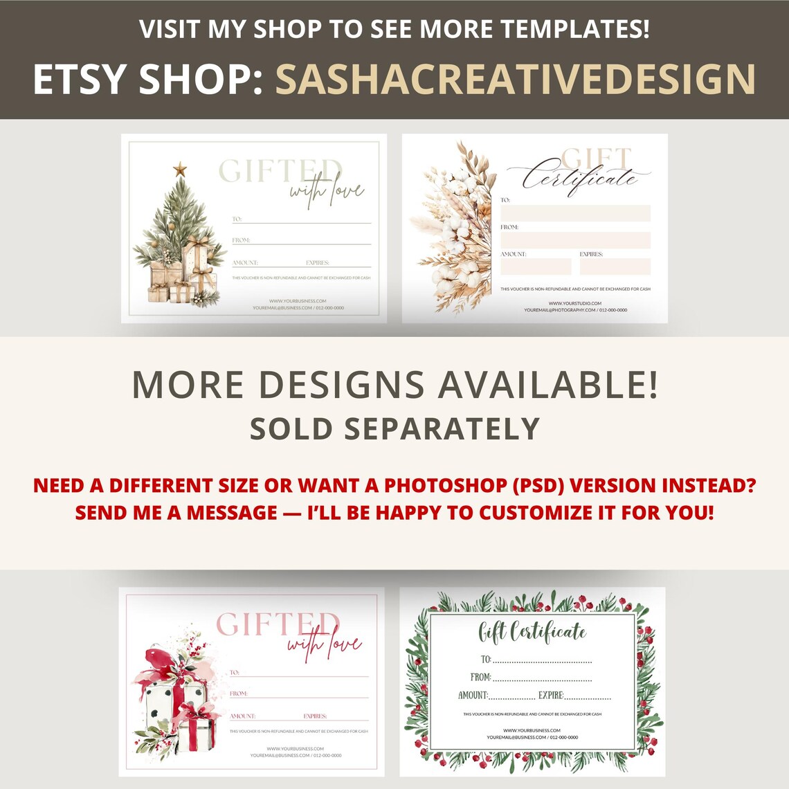 Christmas Gift Certificate Printable Template Gift Voucher Canva ...