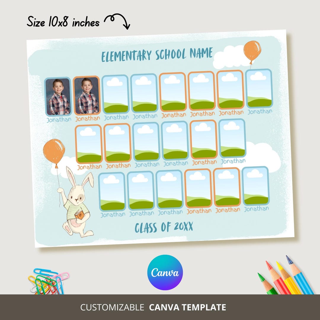 Pre-school Class Photo Collage Template: 8x10 Canva Template - Etsy