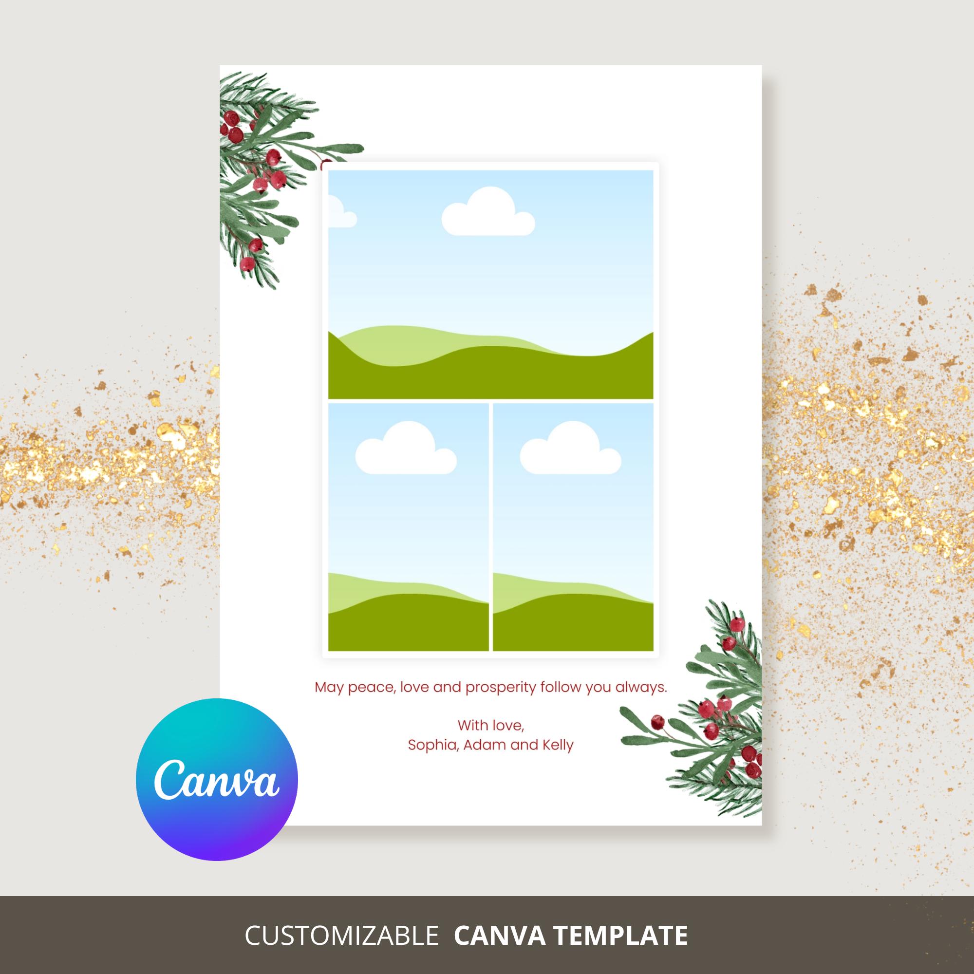 Christmas Card Canva Template, Holiday Card Canva Template, Christmas ...