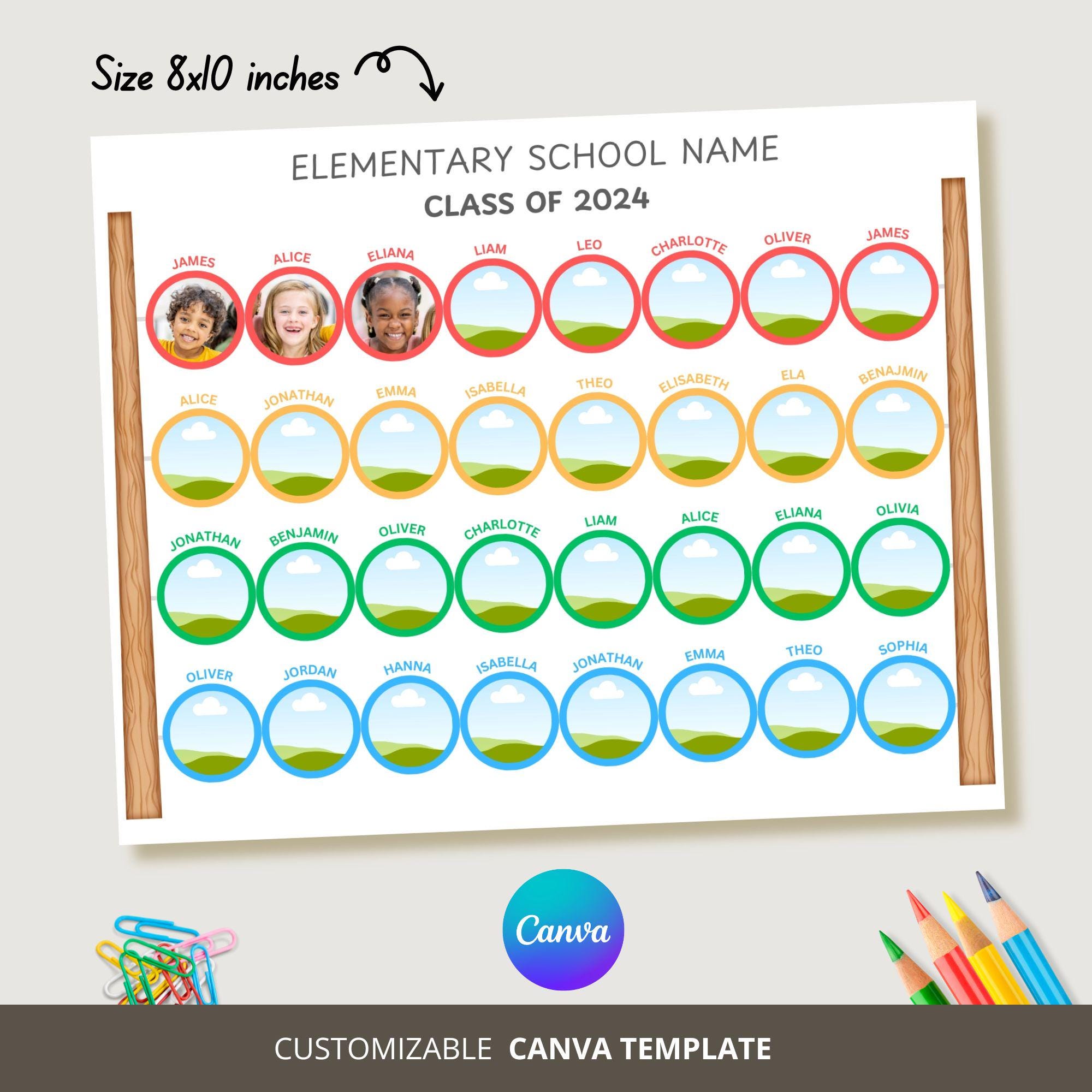 Preschool Class Photo Collage Template: Canva Class Composite (10x8 ...