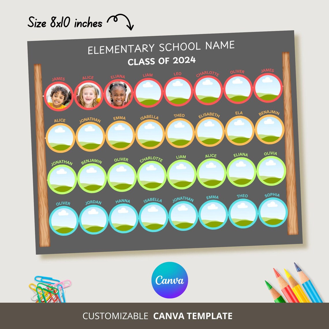 Preschool Class Photo Collage Template: Canva Class Composite (10x8 ...
