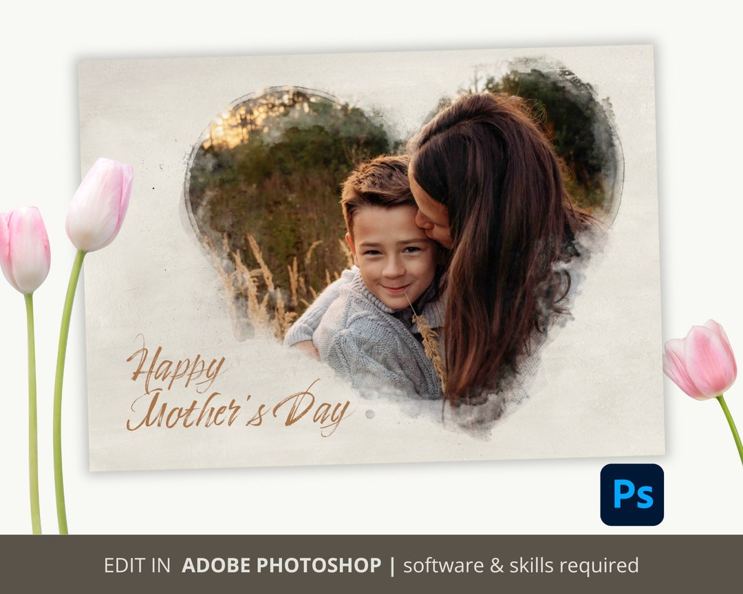 Mother Day Card Printable, Mothers Photo Card Template PHOTOSHOP ...
