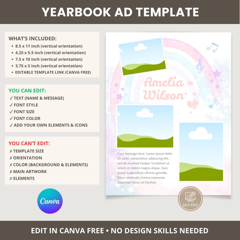 Preschool Yearbook Ad Canva Template, Dance Recital Ad, Girl Photo ...