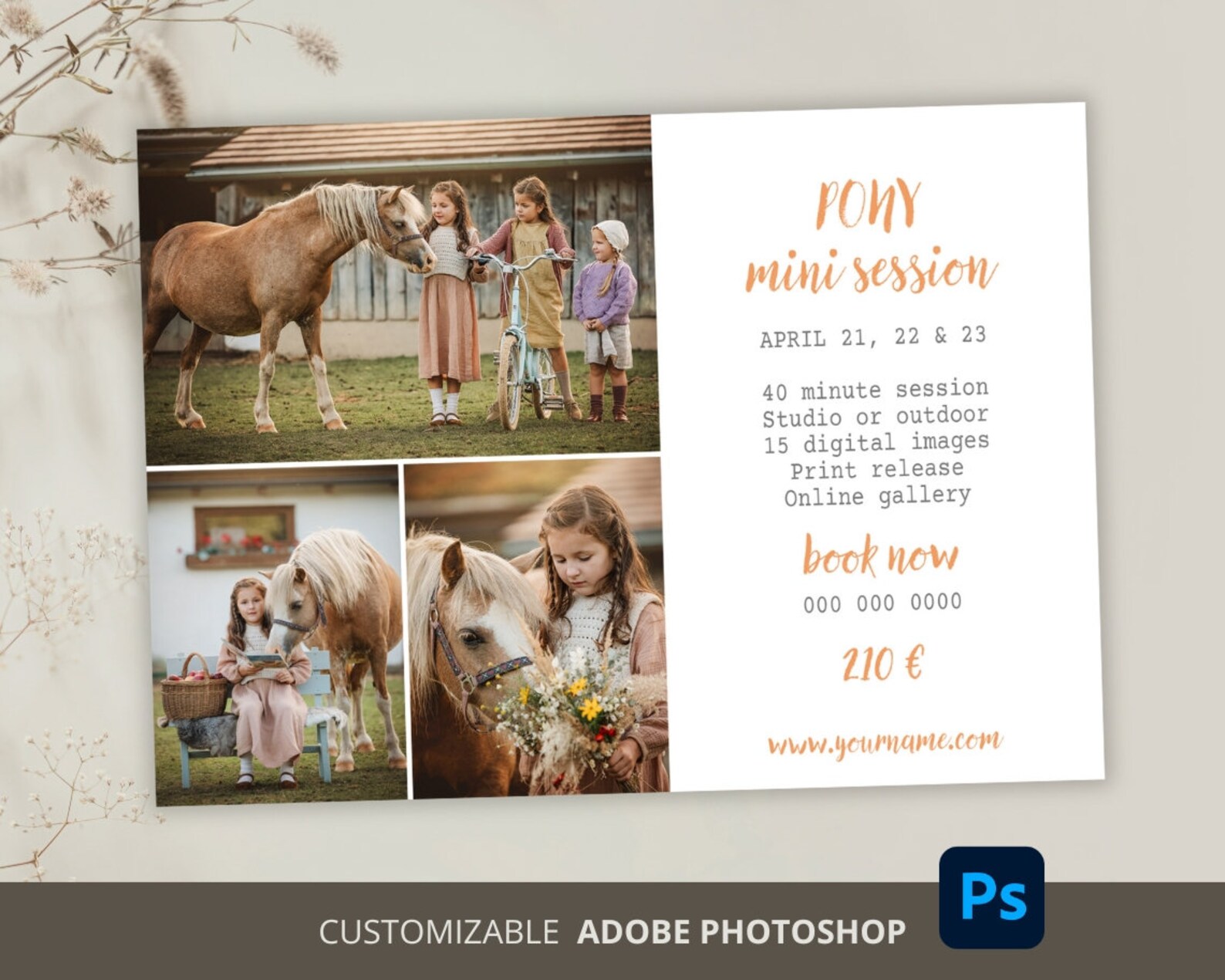 Mini Session Template, PHOTOSHOP Template, Photo Session Instagram ...