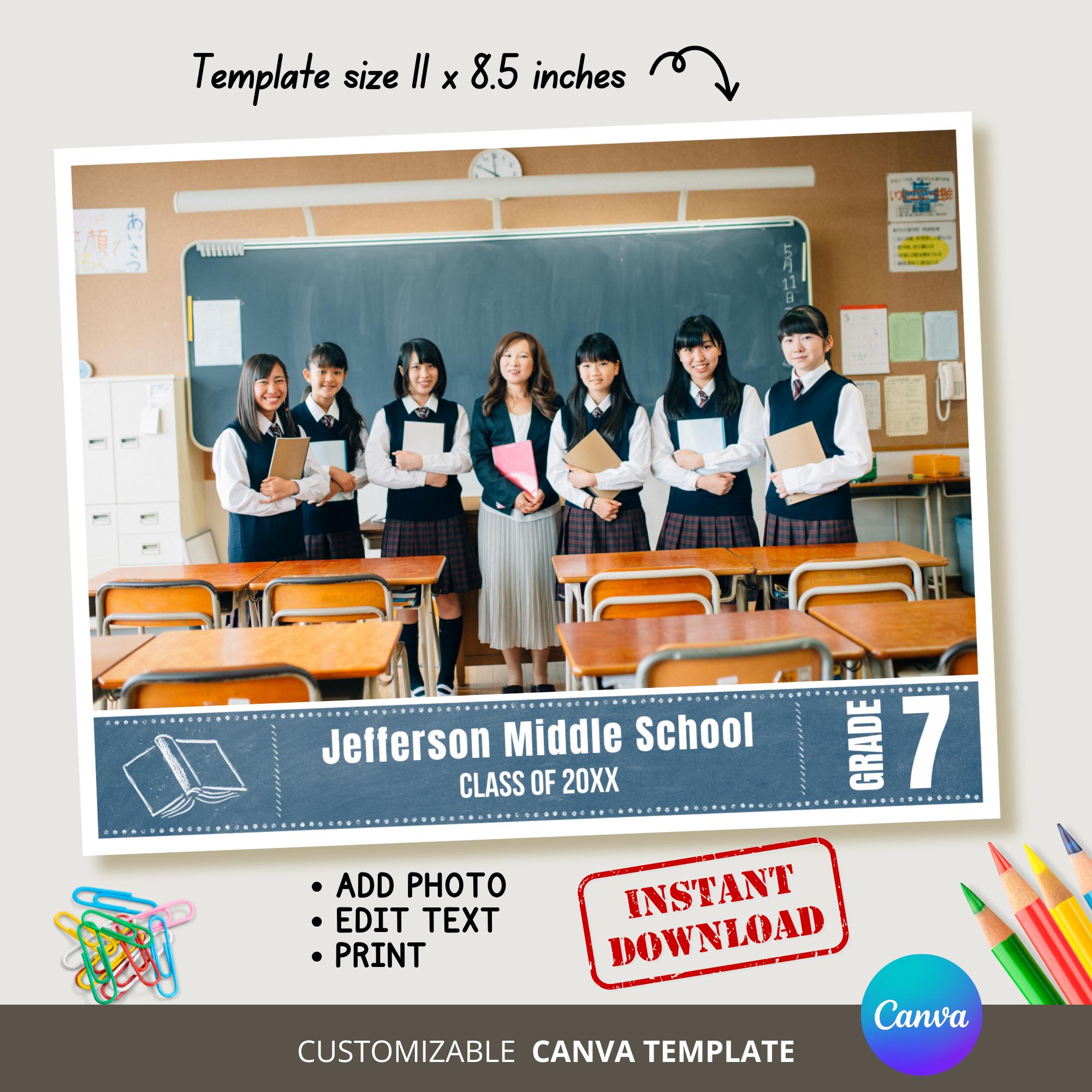 Editable Class Photo Template: School Keepsake, Canva Design (digital ...