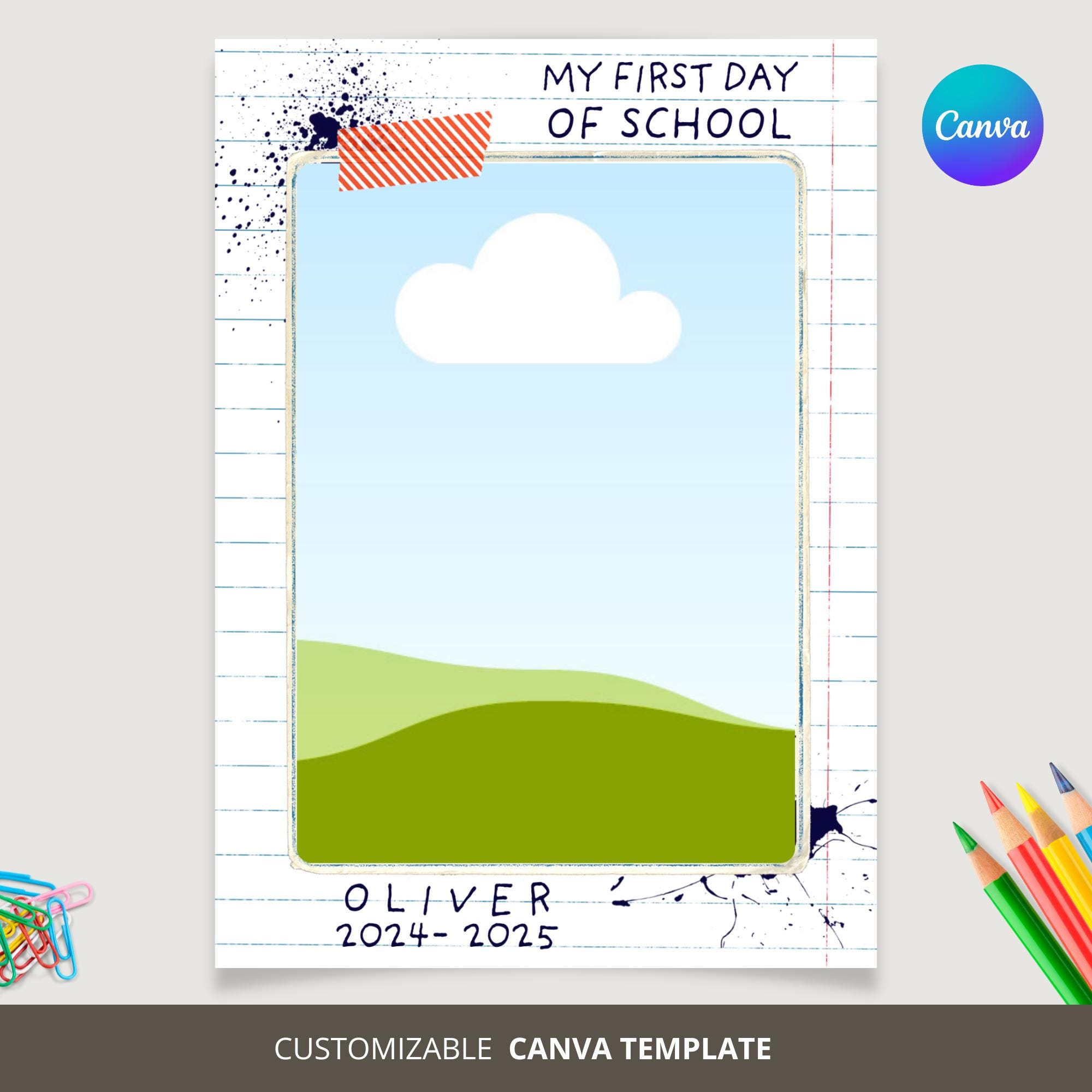 First Day of School Sign: Editable Milestone Template (canva) - Etsy