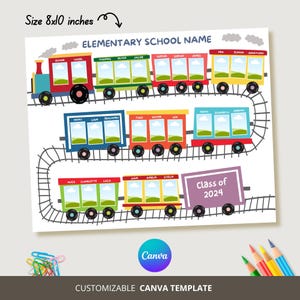 Preschool Class Photo Collage Template: Train Design (CANVA) - Etsy