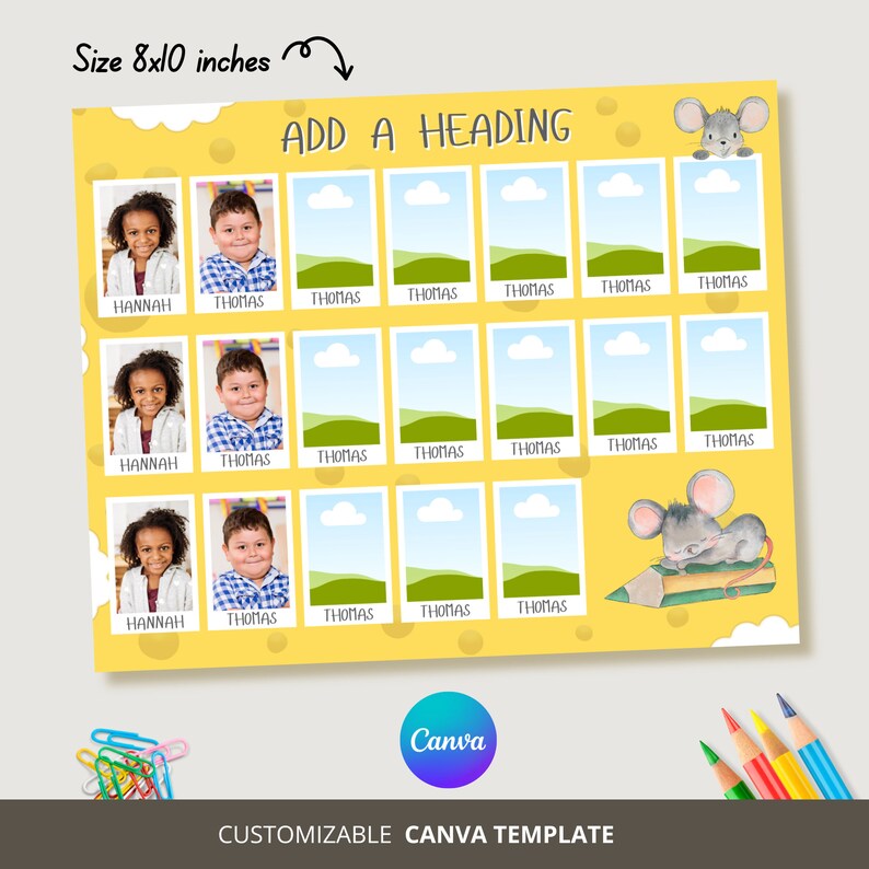 Pre-school Class Composite Template for CANVA, Photo Collage Class ...